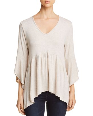 Kim & Cami V-Neck Flutter-Hem Top | Bloomingdale's