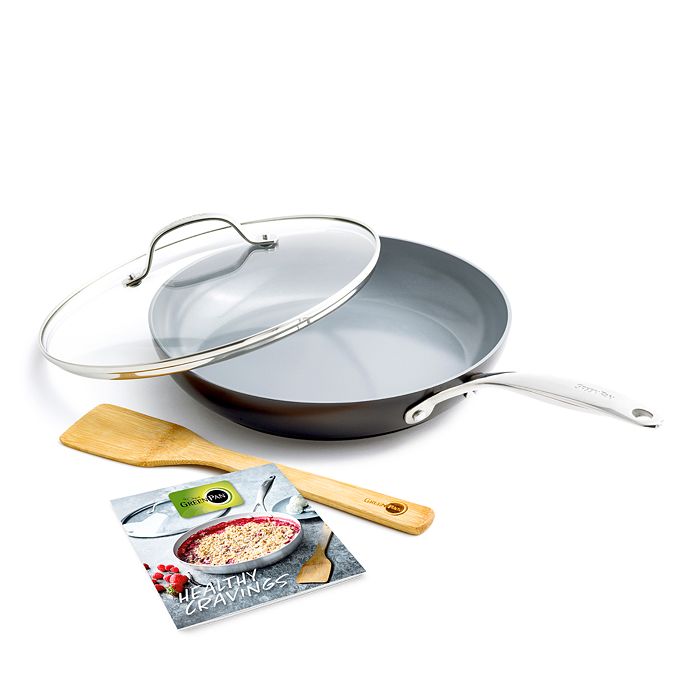 GreenPan Valencia Pro 11" Ceramic Nonstick Covered Frypan w/ Bamboo ...