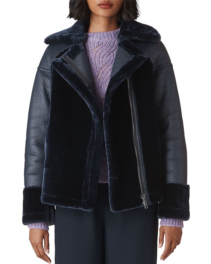 Whistles Faux Shearling Biker Jacket | Bloomingdale's