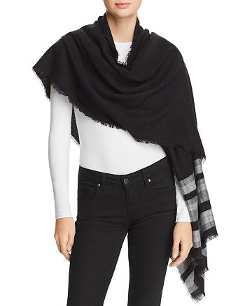 AQUA Metallic Stripe Border Scarf -100% Exclusive | Bloomingdale's