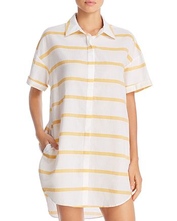 Red Carter Striped Shirt Tunic Cover-Up | Bloomingdale's