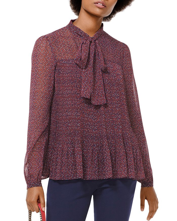MICHAEL Michael Kors Prairie Vine Ruffled Tie-Neck Blouse | Bloomingdale's