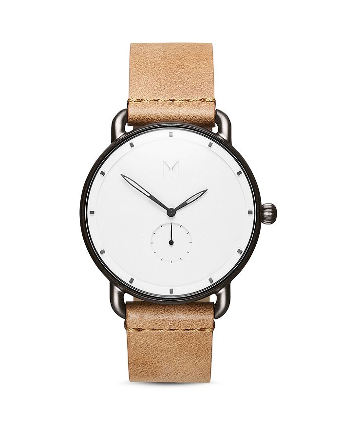 MVMT Revolver Sandstone Leather Strap Watch, 41mm | Bloomingdale's