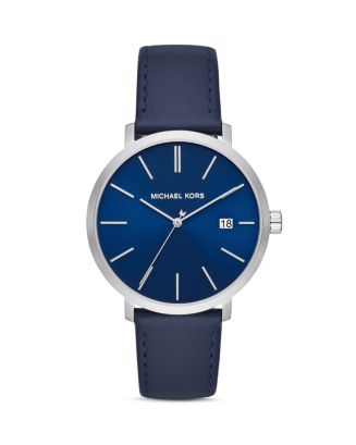 Michael Kors Blake Navy Blue Leather Strap Watch, 42mm | Bloomingdale's