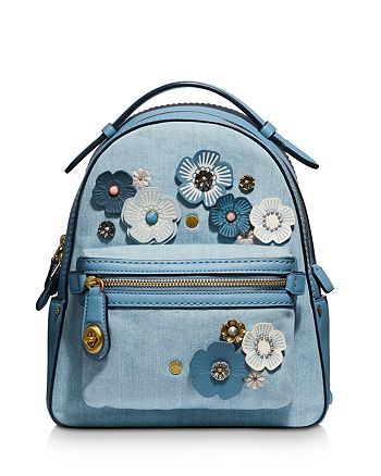 COACH Denim Tea Rose Campus Backpack 23 | Bloomingdale's