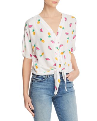 AQUA Fruit-Print Tie-Front Top - 100% Exclusive | Bloomingdale's