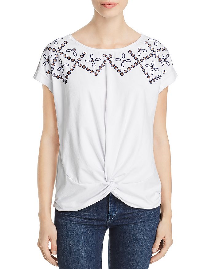 Single Thread Eyelet Twist-Front Top | Bloomingdale's