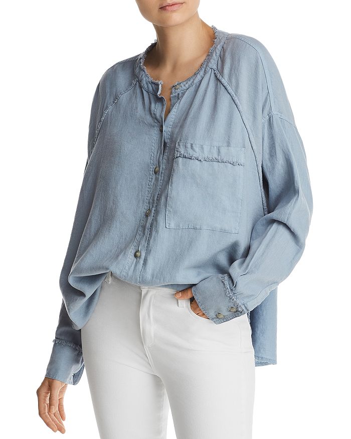 Free People Keep It Simple Frayed-Trim Blouse | Bloomingdale's