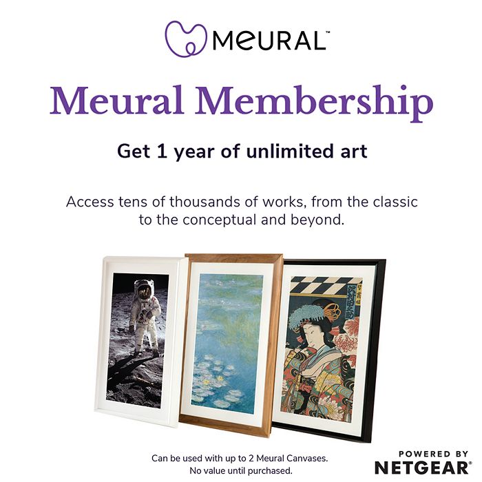 Meural Canvas Annual Membership Card for Digital Picture Frame Art ...
