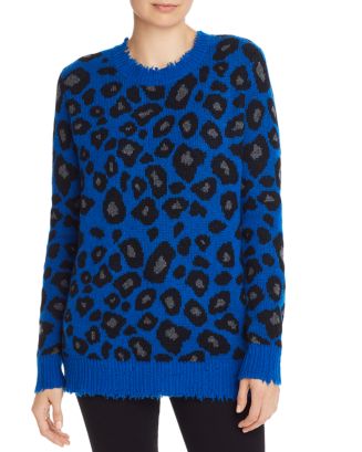 AQUA Distressed Leopard Jacquard Cashmere Sweater - 100% Exclusive ...