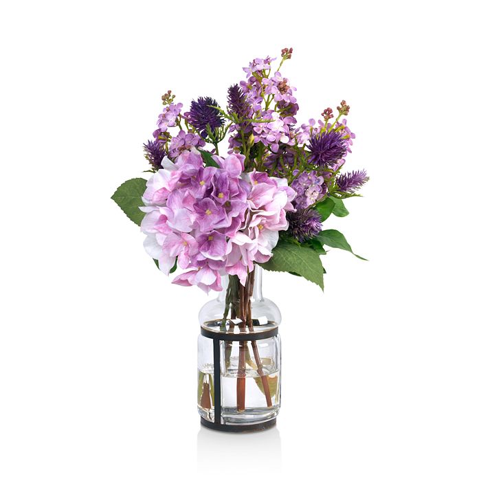 Diane James Home Lavender Lilac Faux Floral Arrangement in Glass Vase ...
