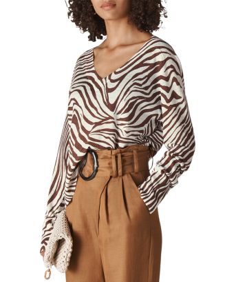 Whistles Zebra Print Linen Top | Bloomingdale's