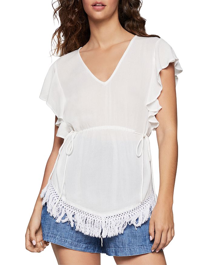 BCBGeneration Crochet Trim Drawstring Top | Bloomingdale's