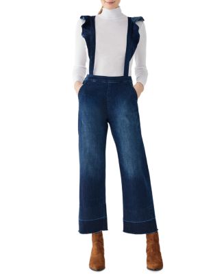 DL1961 Hepburn Ruffled Cropped Denim Overalls | Bloomingdale's