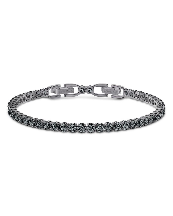 Swarovski Deluxe Black Diamond Tennis Bracelet In Gray Silver Modesens
