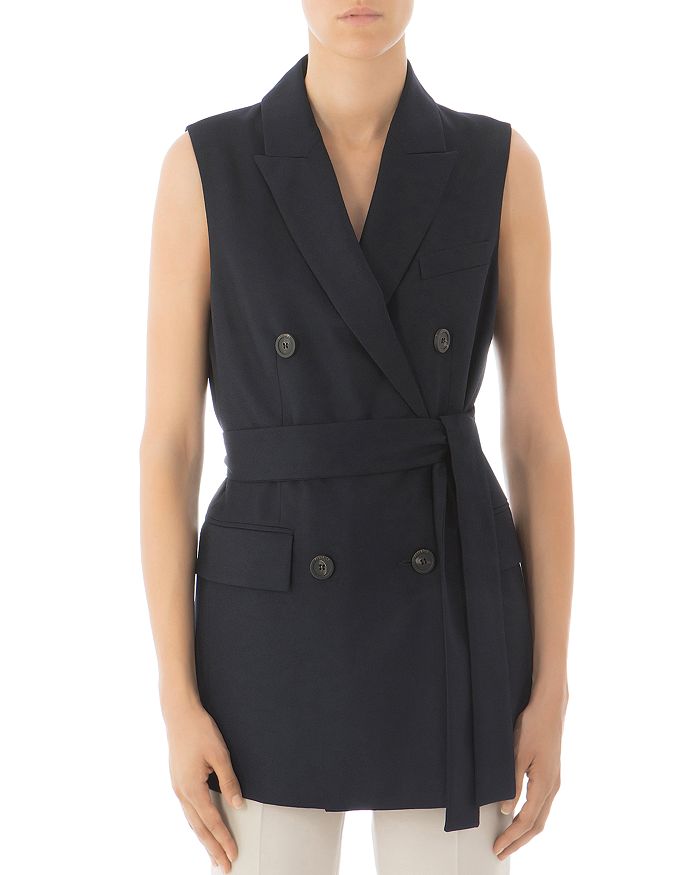 Peserico Belted Double-Breasted Virgin Wool Vest | Bloomingdale's