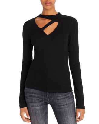 LNA Thea Cutout Rib-Knit Tee | Bloomingdale's