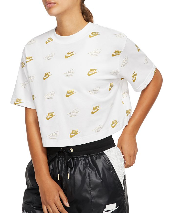 Nike Metallic Logo Cropped Tee | Bloomingdale's