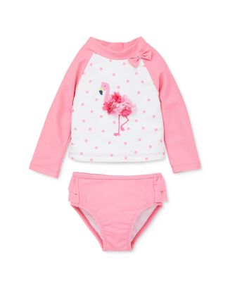 Little Me Girls' Flamingo Rash Guard Top & Ruffled Rash Guard Bottom ...