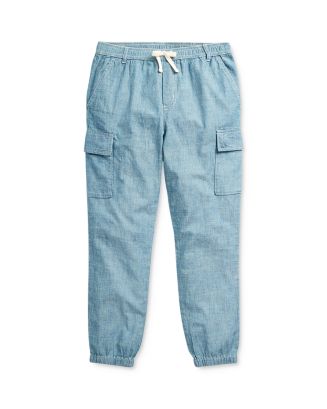 Ralph Lauren Girls' Cotton Chambray Cargo Pants - Little Kid ...