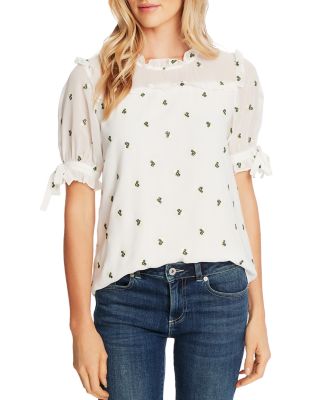 CeCe Short-Sleeve Ruffled Floral Blouse | Bloomingdale's