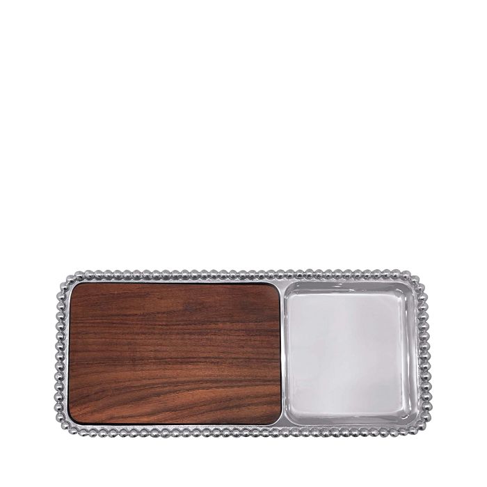 Mariposa Pearled Cheese & Cracker Server with Dark Wood Insert ...