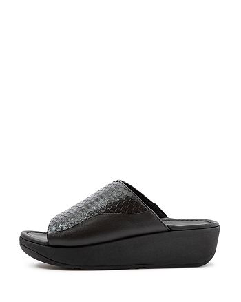 FitFlop Women's Myla Shimmer Snake Slide Sandals | Bloomingdale's