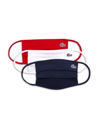 Lacoste Cotton Piqué Double Pleated Face Masks, Set of 3 | Bloomingdale's