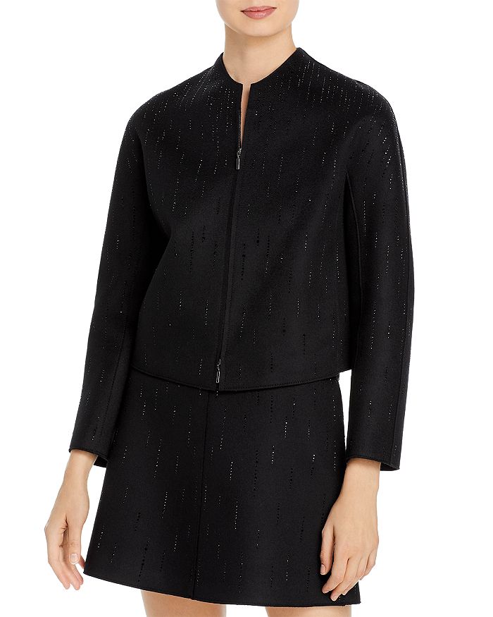 Emporio Armani Wool Strass Embellished Jacket | Bloomingdale's