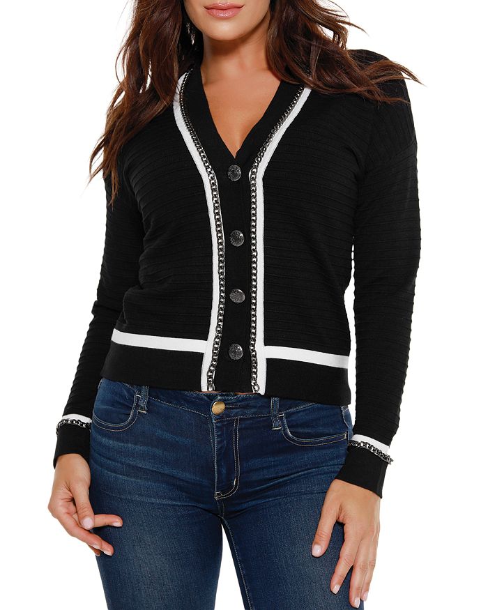 Belldini Chain Link Ribbed Cardigan | Bloomingdale's