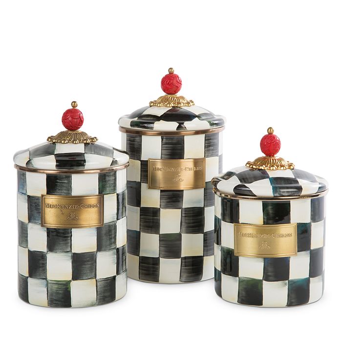 Mackenzie-Childs Courtly Check Enamel Canisters | Bloomingdale's
