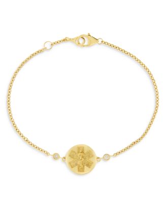 Bloomingdale's Diamond Accent Medical Medallion Bracelet in 14K Yellow ...