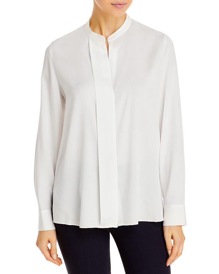 Vince Slim Band Collar Blouse | Bloomingdale's