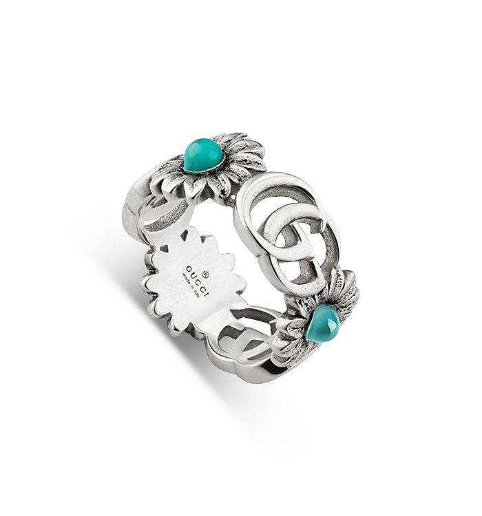 Gucci Sterling Silver GG Marmont Mother-of-Pearl, Blue Topaz ...