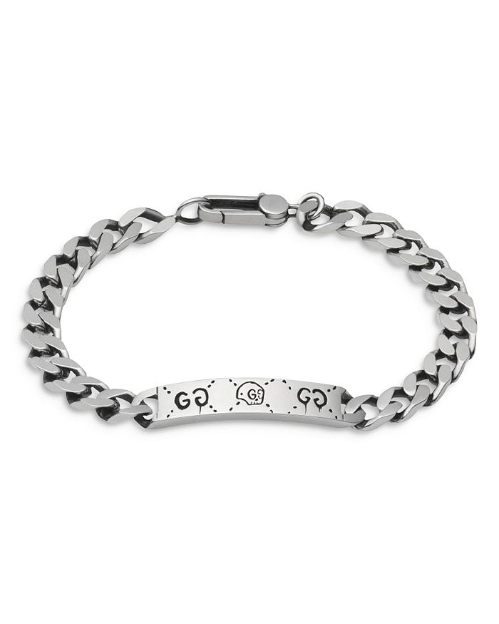 Gucci Sterling Silver Ghost Bar Plate Link Bracelet | Bloomingdale's