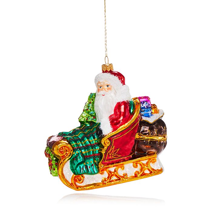 Bloomingdale's Santa in Sleigh Glass Ornament - 100% Exclusive ...