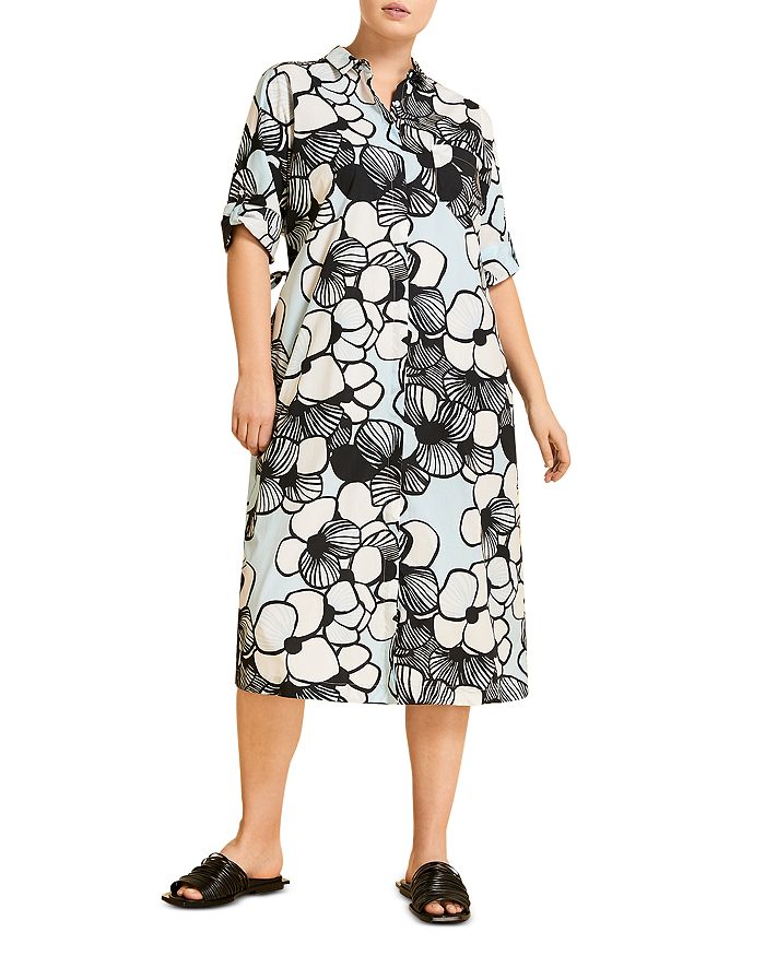 Marina Rinaldi Digione Oversized Floral Print Shirt Dress | Bloomingdale's