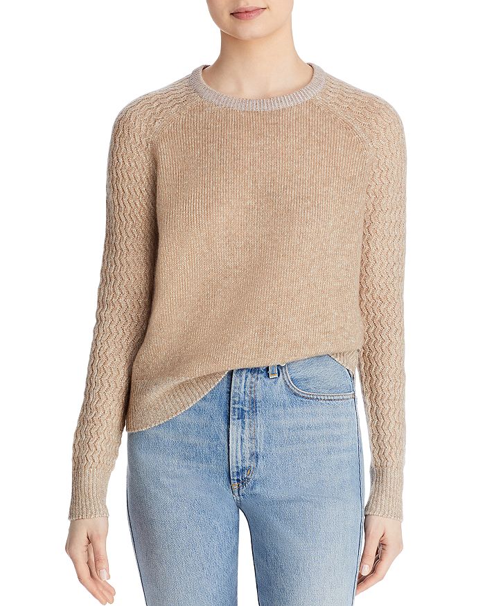 AQUA Shell Stitch Sleeve Cashmere Sweater - 100% Exclusive | Bloomingdale's