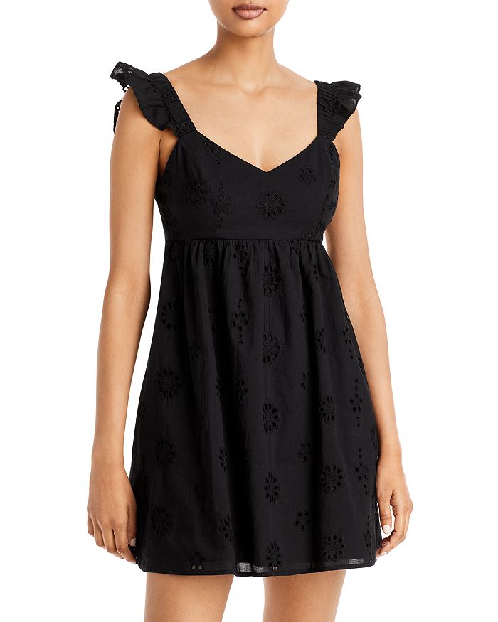 WAYF Frances Flutter Sleeve Eyelet Mini Dress | Bloomingdale's