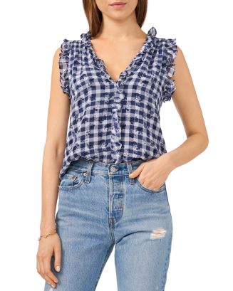 1.STATE Gingham Ruffle Trim Top | Bloomingdale's