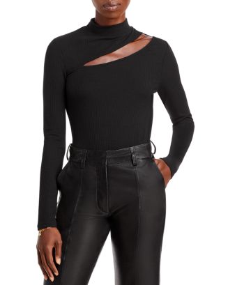 AQUA Cut Out Rib Knit Top - 100% Exclusive | Bloomingdale's