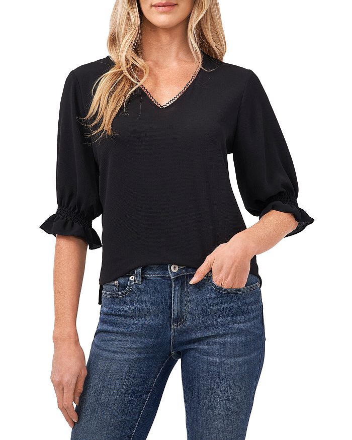 CeCe Textured Ruffled Cuff Top | Bloomingdale's