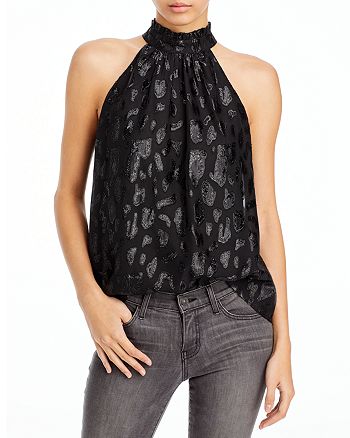AQUA Leopard Print Halter Top | Bloomingdale's