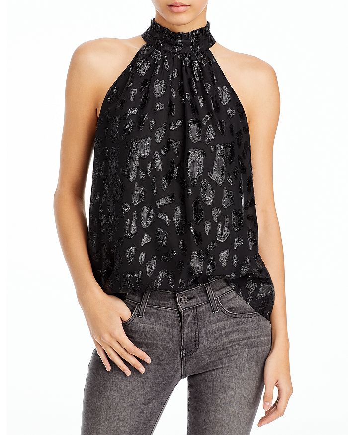 AQUA Leopard Print Halter Top | Bloomingdale's