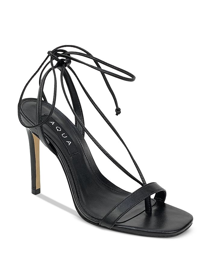 AQUA Women's Ankle Tie Strappy High Heel Sandals - 100% Exclusive ...