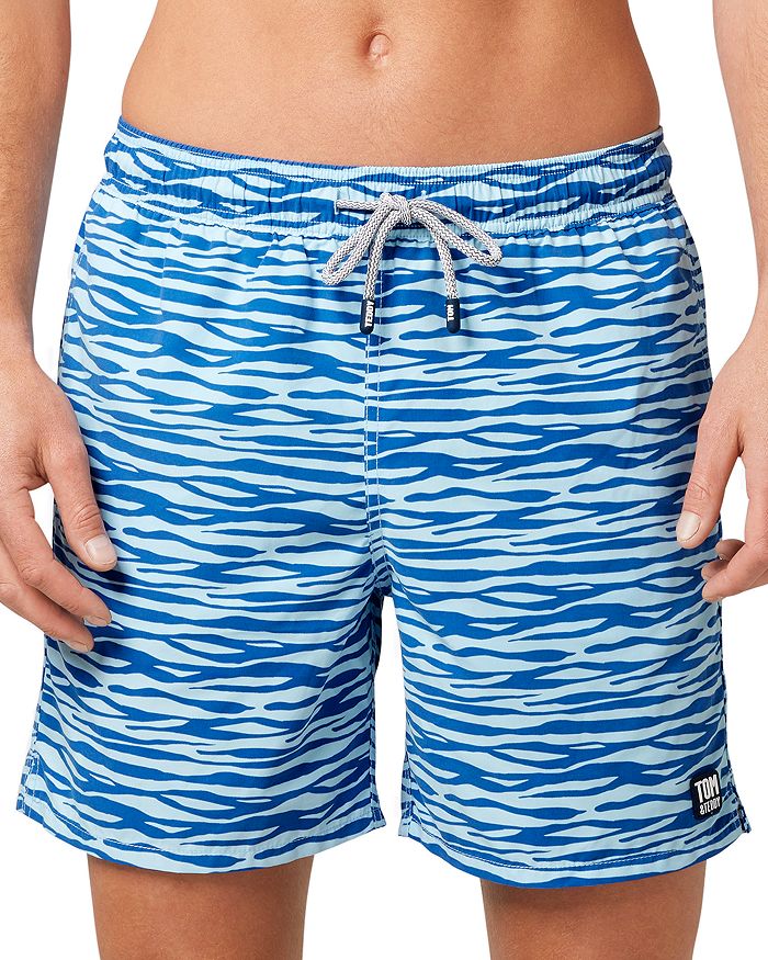 TOM & TEDDY Quick Dry Zebra Print Regular Fit Swim Trunks | Bloomingdale's
