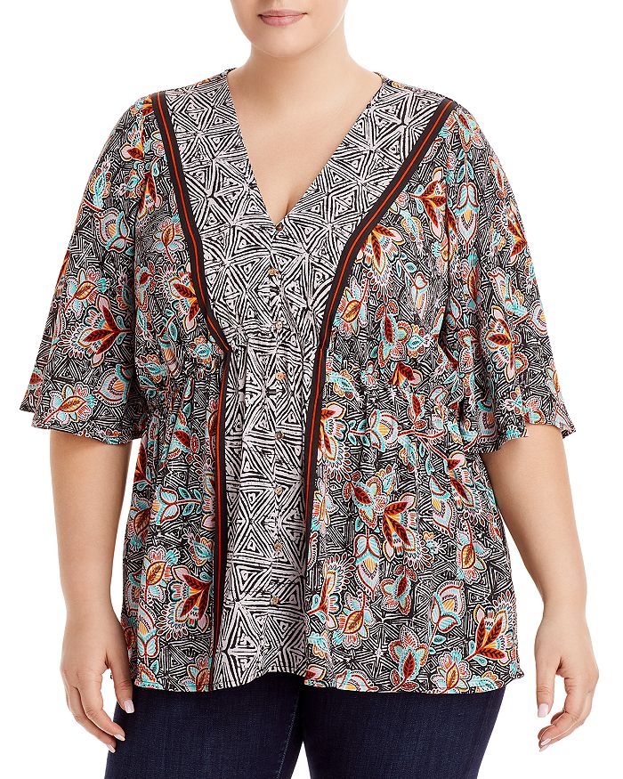 Single Thread Plus Printed Button Front Top | Bloomingdale's