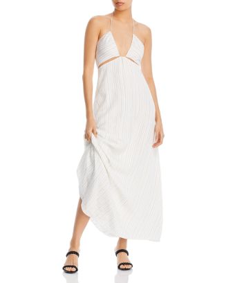 Rebecca Taylor Rumpled Stripe Halter Maxi Dress | Bloomingdale's