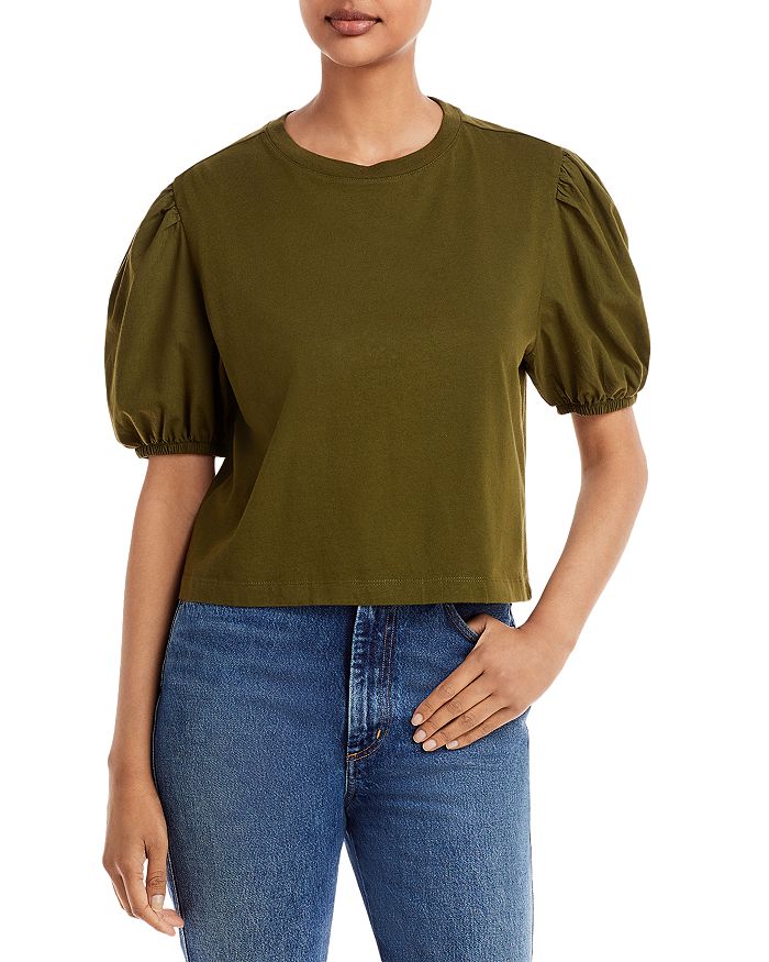 FRENCH CONNECTION Perinne Organic Cotton Puff Sleeve Tee | Bloomingdale's