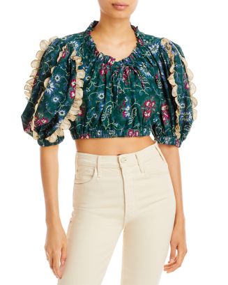 Sea New York Robina Puff Sleeve Cotton Top | Bloomingdale's
